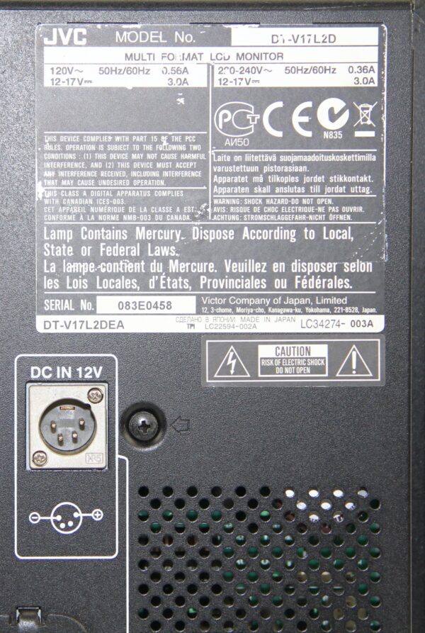 JVC DT-V17L2D, 17-Inch HD/SDI Broadcast Studio Monitor – AvProvideo